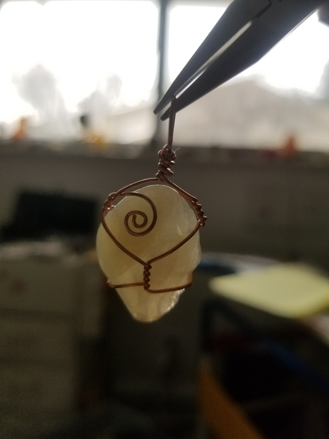 Moonstone Pendant in Copper Wire Wrapping Swirl Filigrees - Etsy