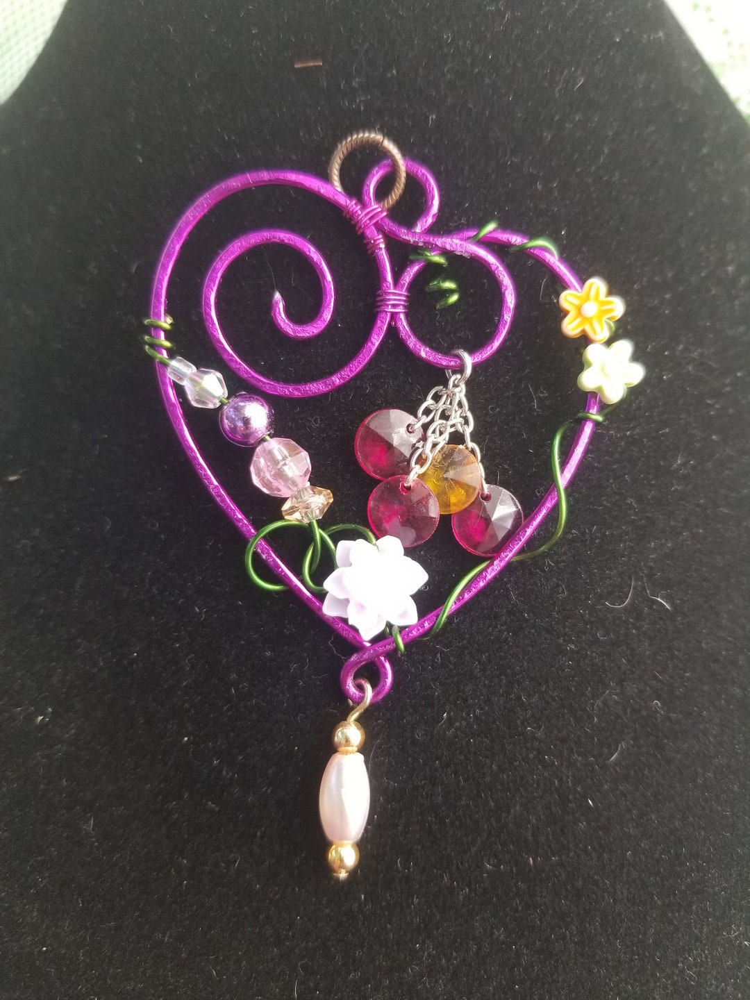 Pink Heart Fairy Pendant – Fantasy Wire Ornament, Design A, Fae, Nature ...