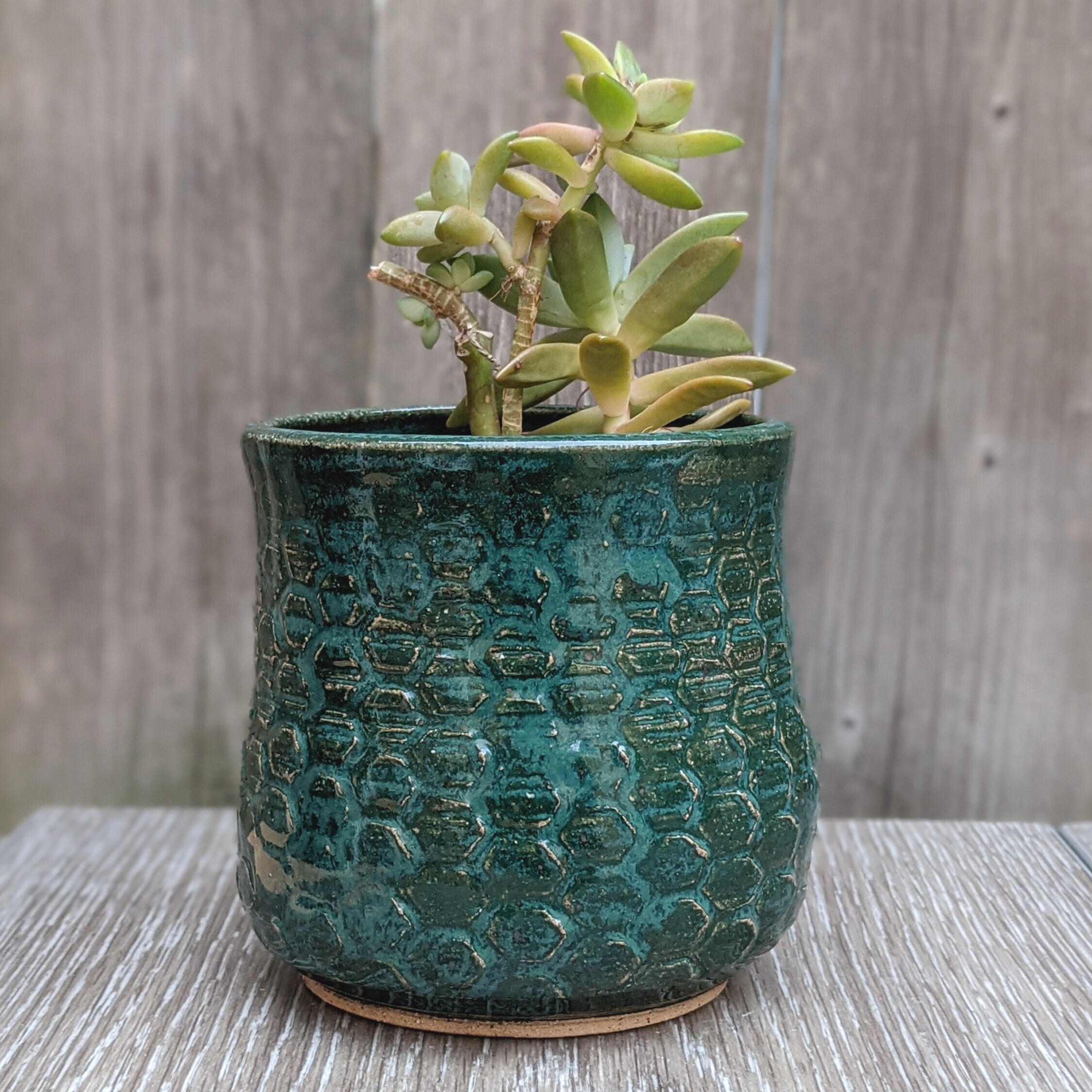 Green Honeycomb Plant Cachepot / Handmade Pottery Planter / - Etsy