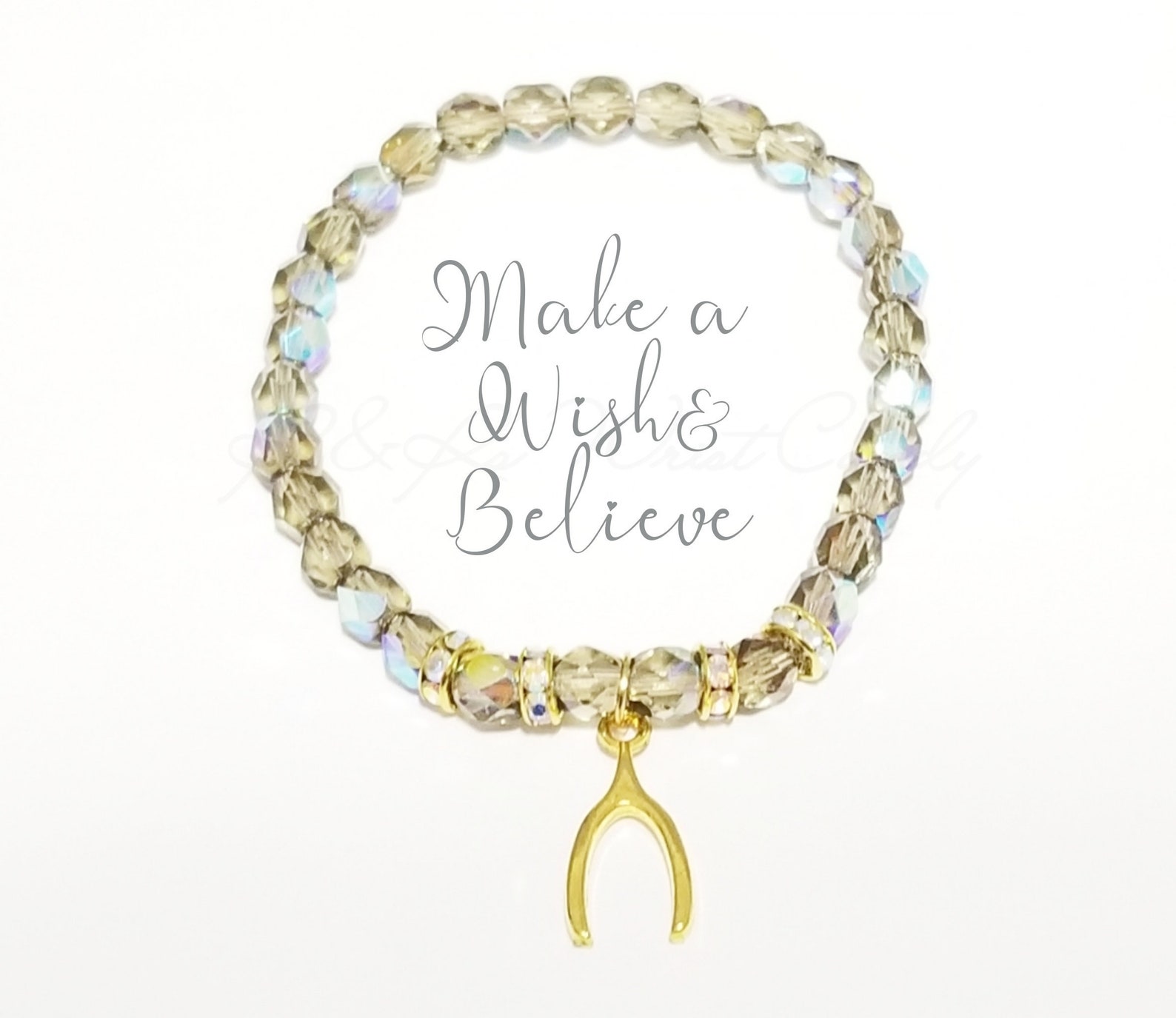 Wishbone Bracelet/make A Wish/czech Glass Beads/minimalist Jewelry/good ...