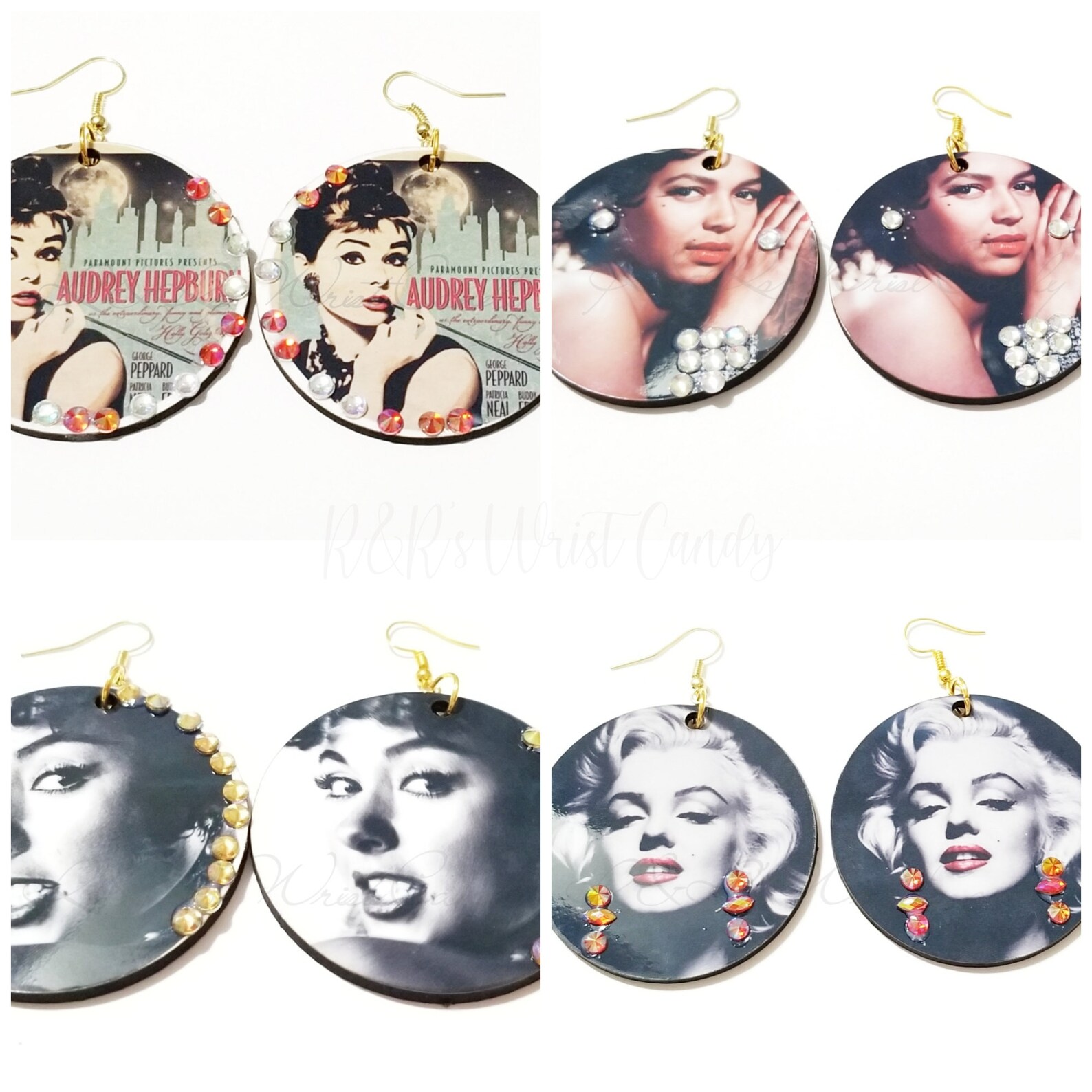 Vintage Earrings/iconic Actresses/hollywood Actresses | Etsy