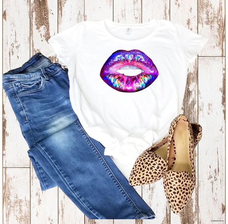 Colorful Lips Graphic Tee - Polyester MUA Shirt - Etsy