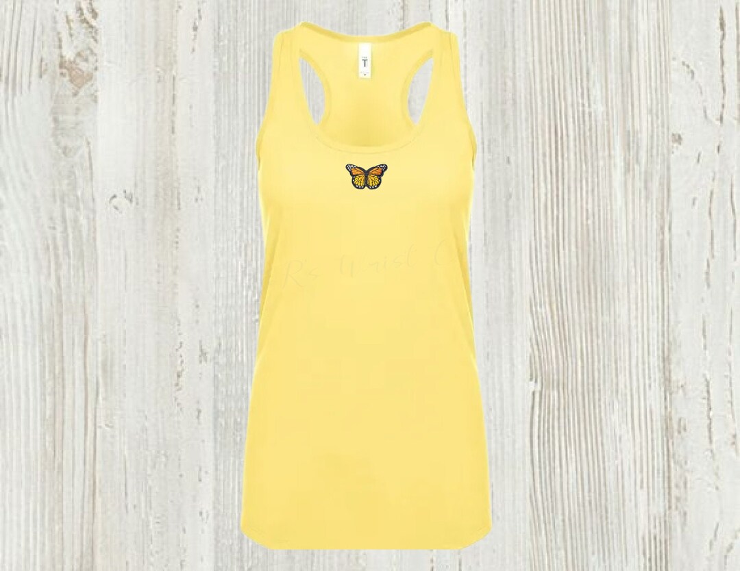 Butterfly Tank Top/yellow Tank/racerback Tank Top/ Women's Tank ...