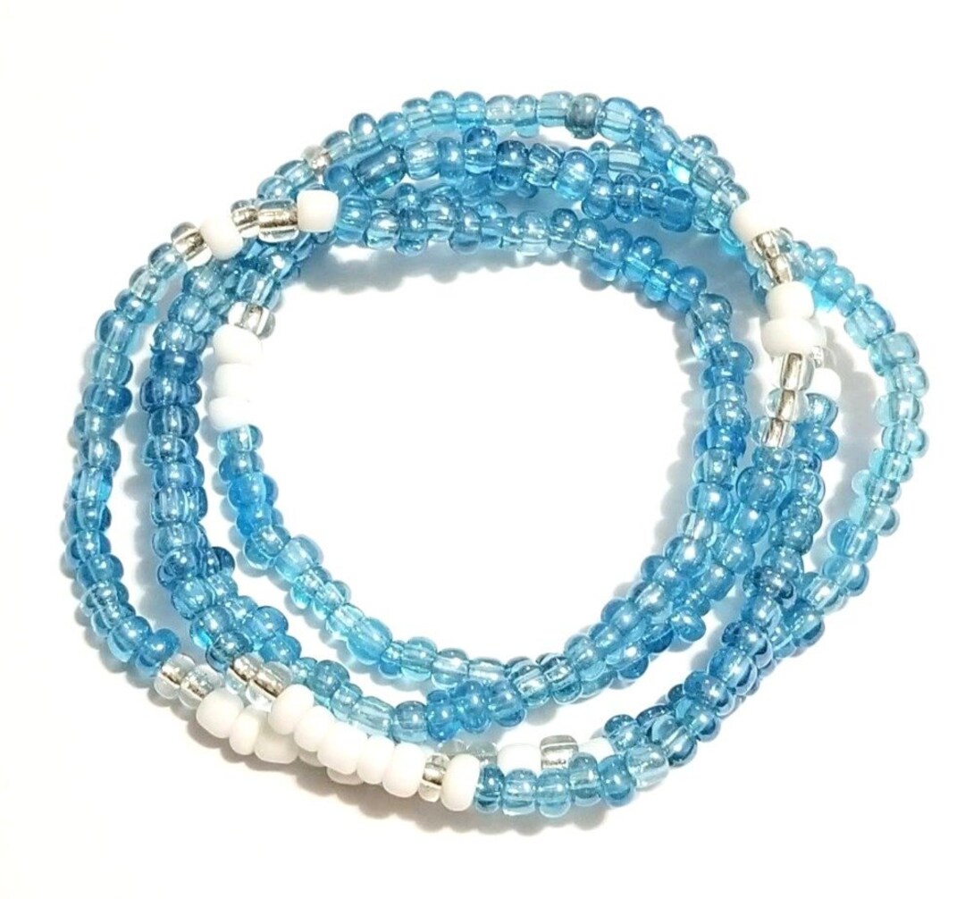 Blue Waist Beads, Beaded Belly Chain, Seed Beads, African Waist Beads ...