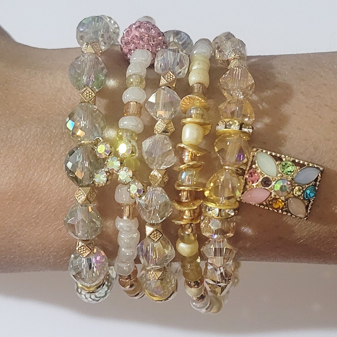 Cross Bracelet Set /stack/5 Piece Set/ Rhinestone - Etsy