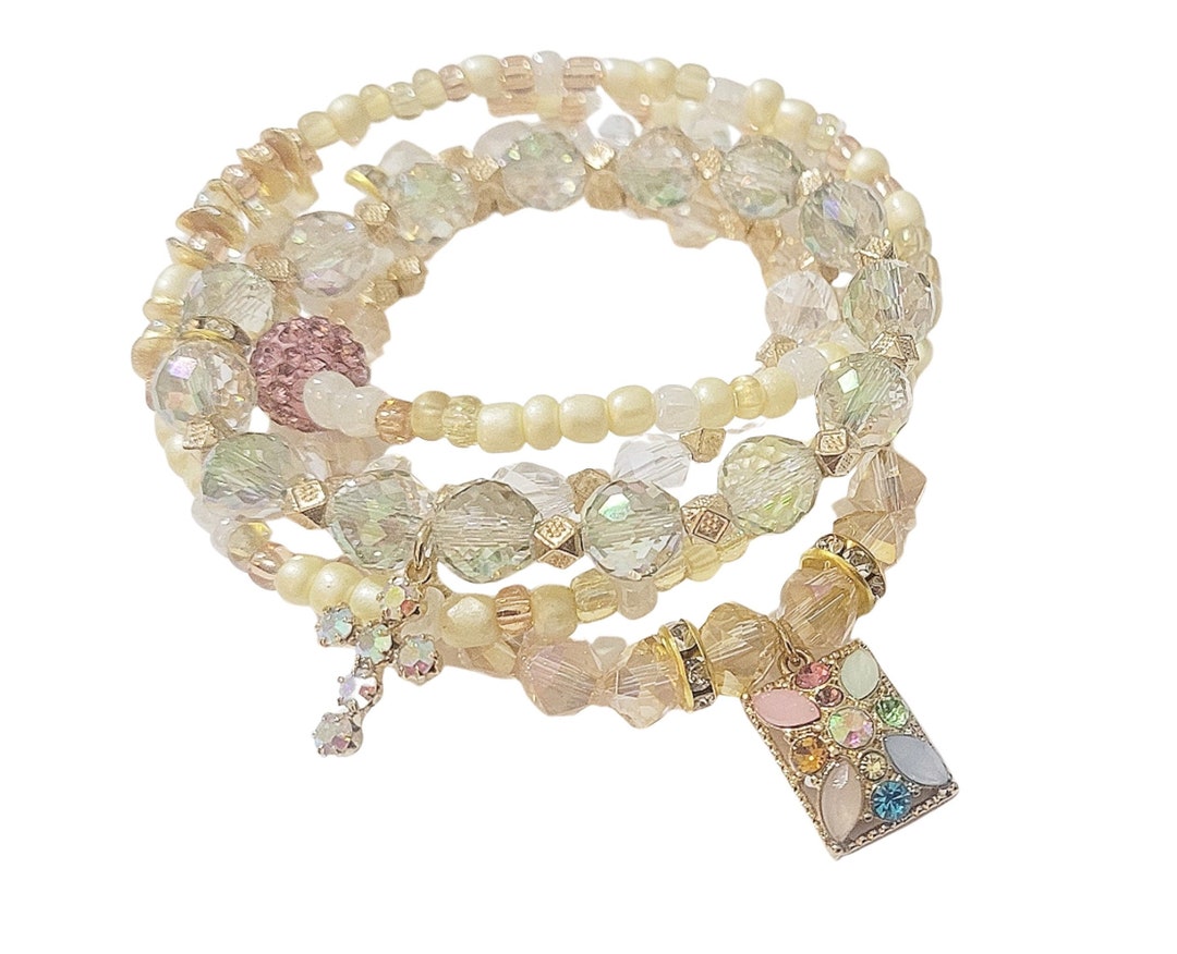 Cross Bracelet Set /stack/5 Piece Set/ Rhinestone - Etsy