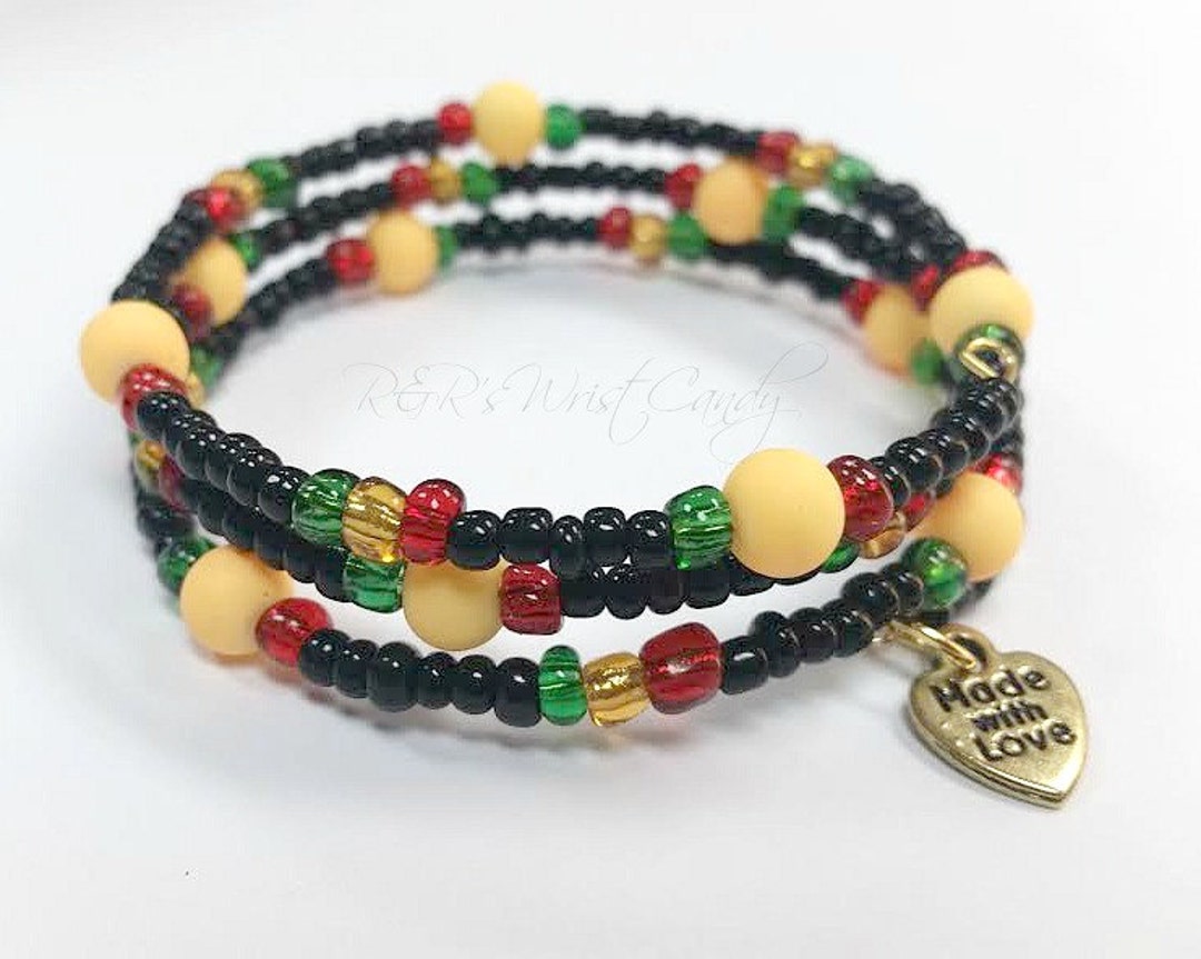 Jamaican Colors Bracelet/jamaica Beaded Bracelet/red Black Yellow Green ...