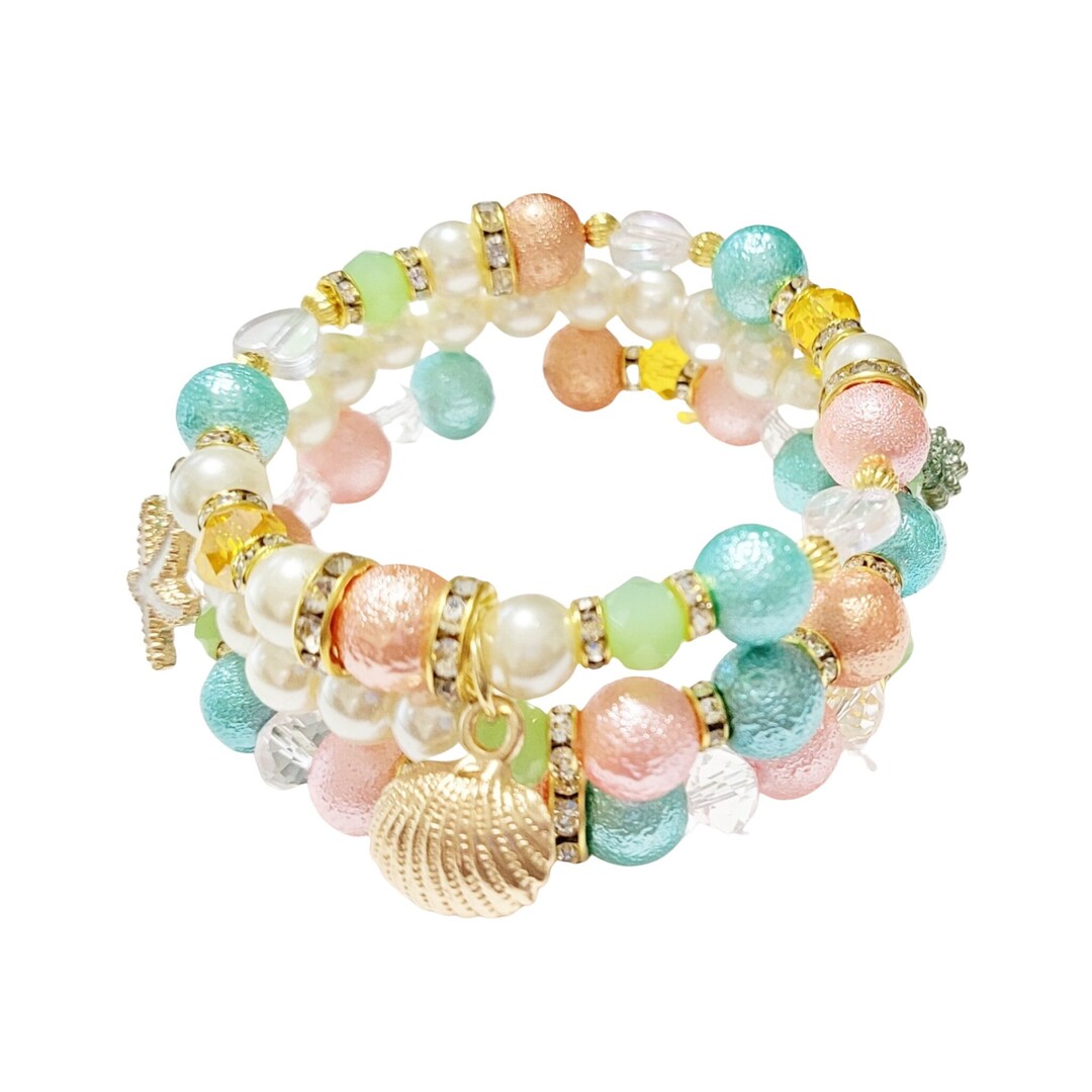 Seashell Bracelet Stack, Starfish Bracelet Set, Stretchy, Boho ...