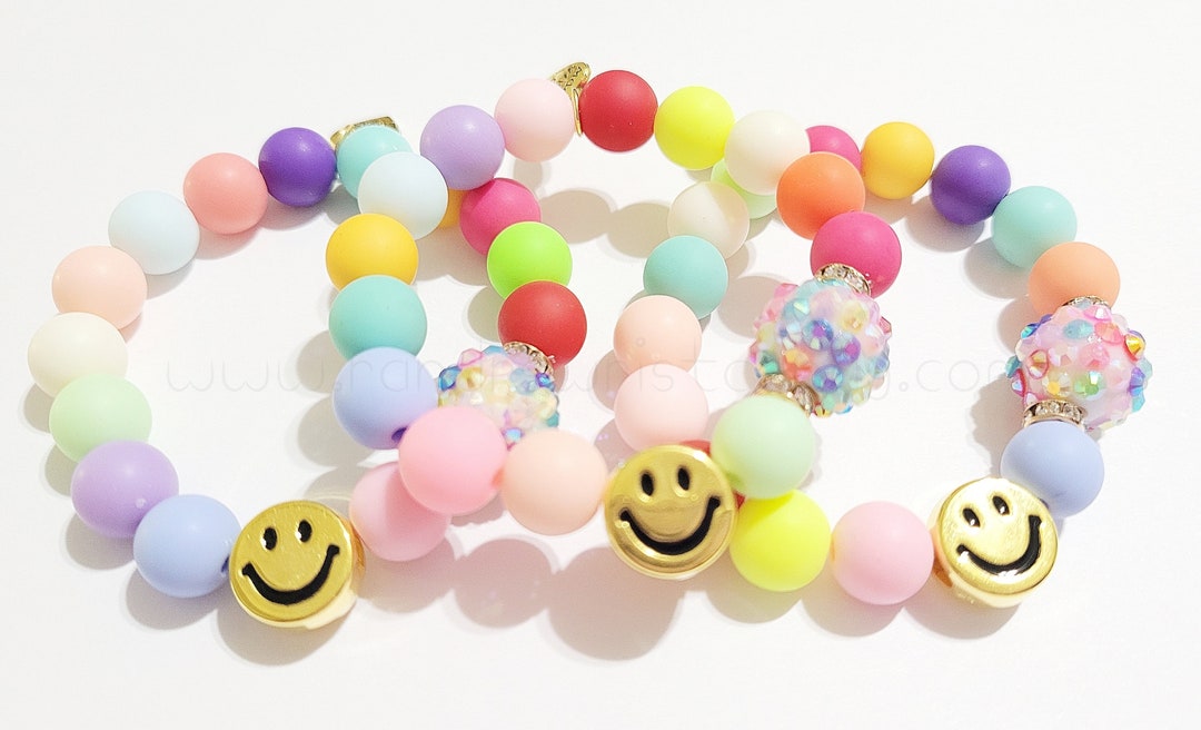 Happy Bracelet/ Happy Stack/smiley Face Bracelet/colorful Girls ...