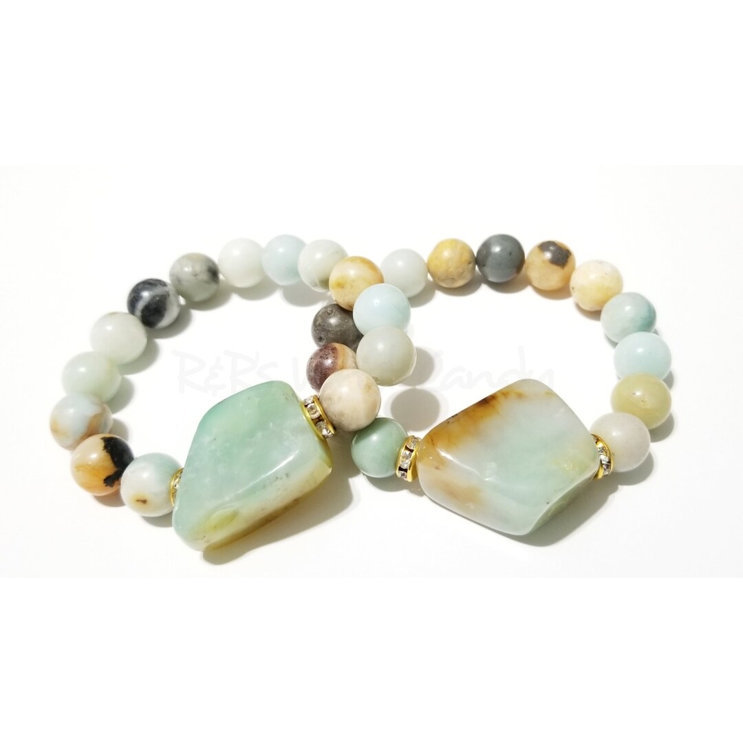 Amazonite Beaded Bracelet/gemstone Bracelet/good Luck Bracelet/stretchy ...