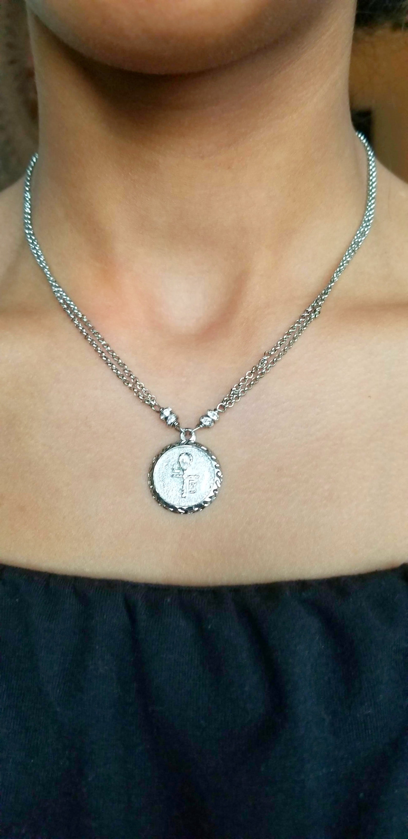 Silver Coin Charm Pendant/ Necklace, Chain Necklace, Pendant Necklace ...