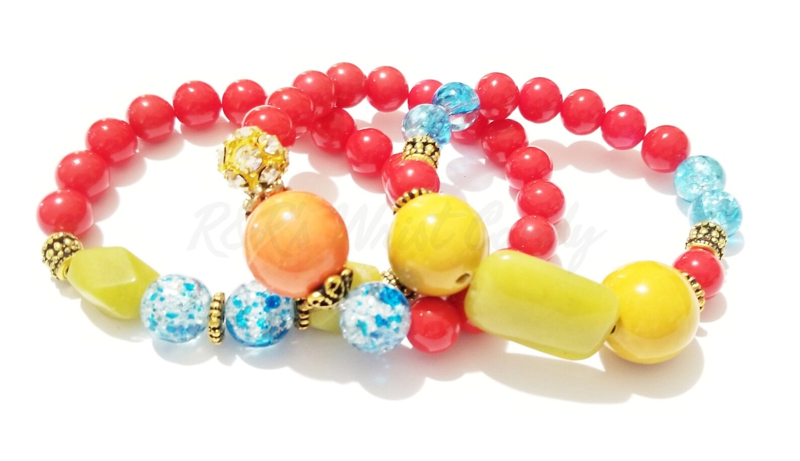 Colorful Bracelet Set of 3 Bracelets/beaded/ Stretchy/gift - Etsy