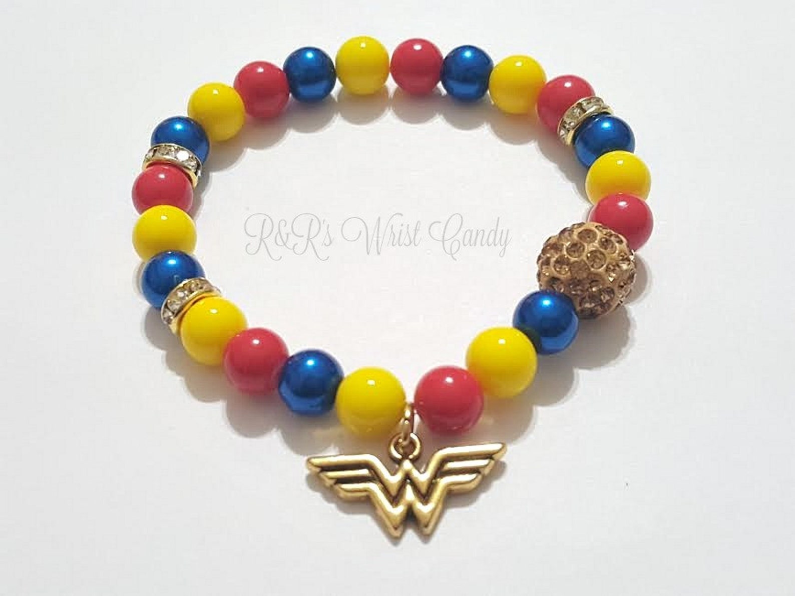 Wonder Woman Beaded Bracelet Super Hero Bracelets Stretchy - Etsy