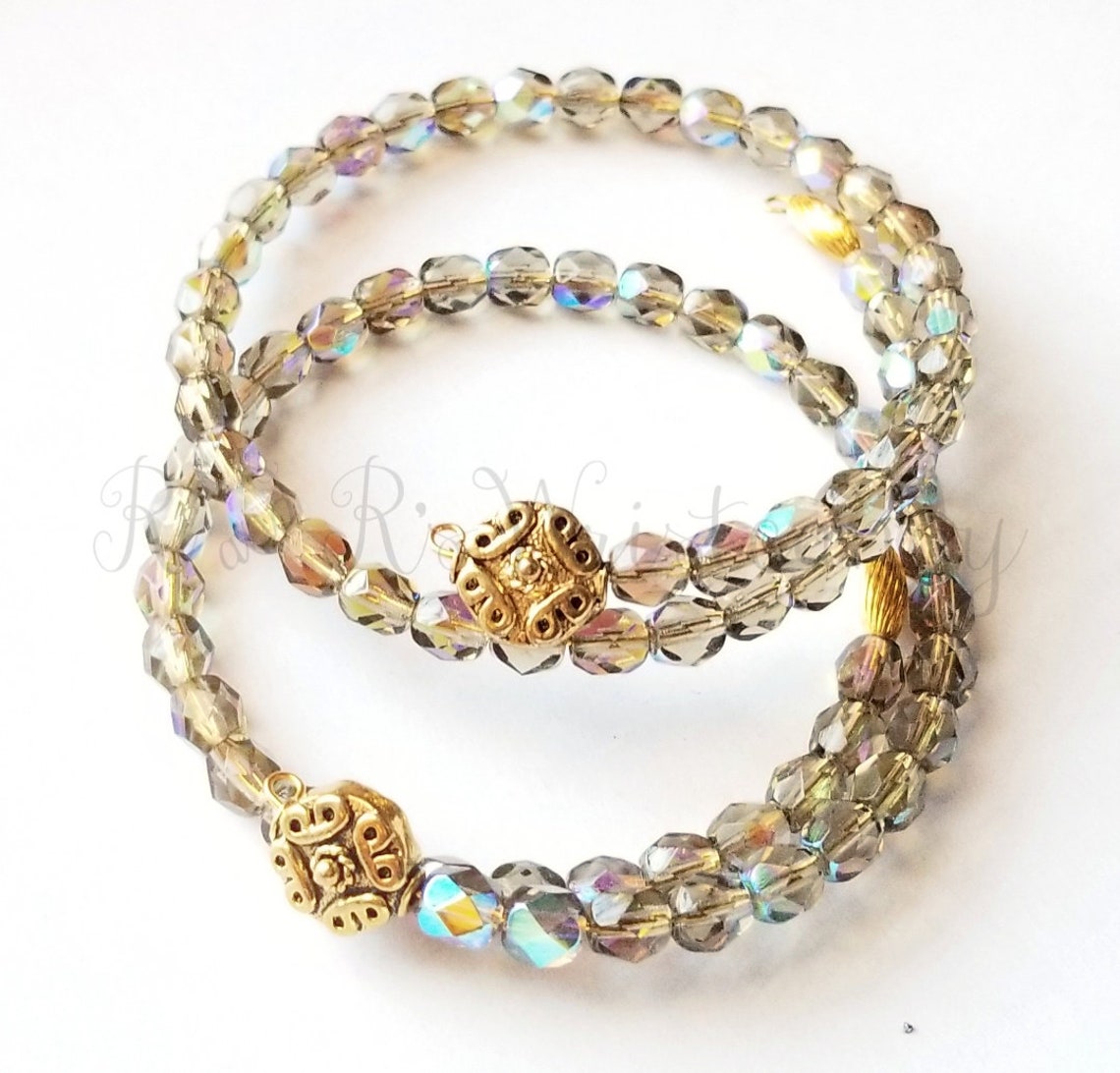 Beaded Wire Bangle Memory Wire Bracelet Stacking Bracelets - Etsy