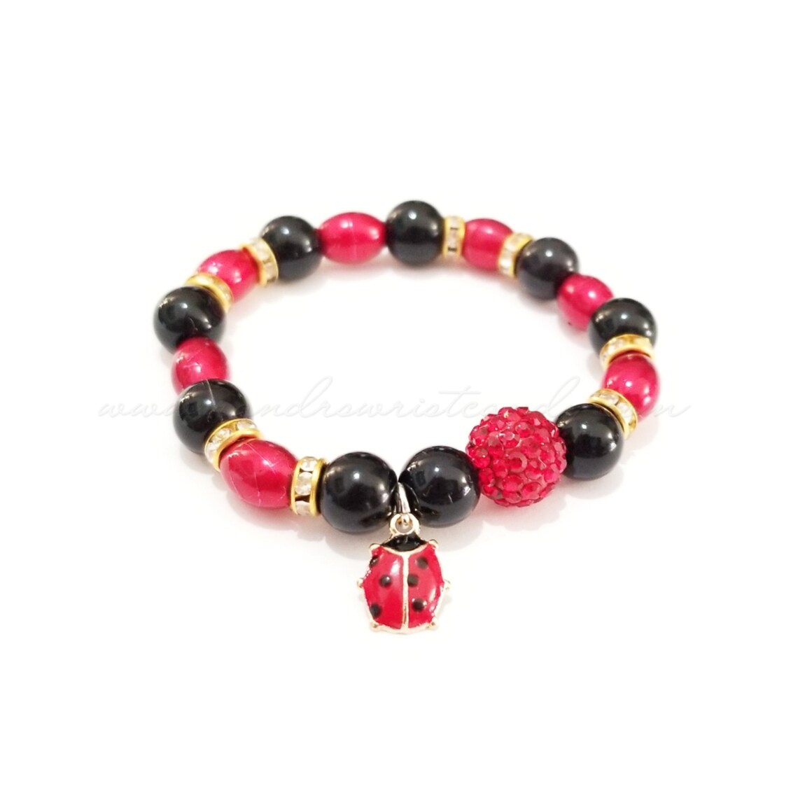 Ladybug Beaded Bracelet Red and Black Girls Bracelets Party | Etsy