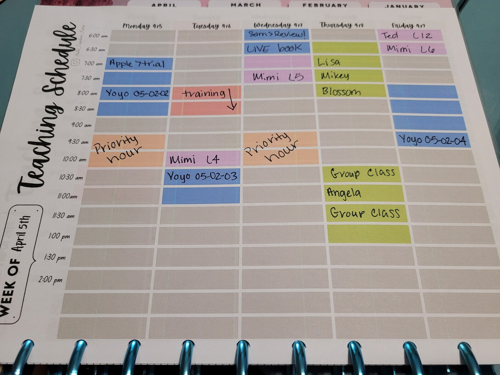 Editable Canva Template Weekly Teaching Schedule ESL Online Teachers - Etsy