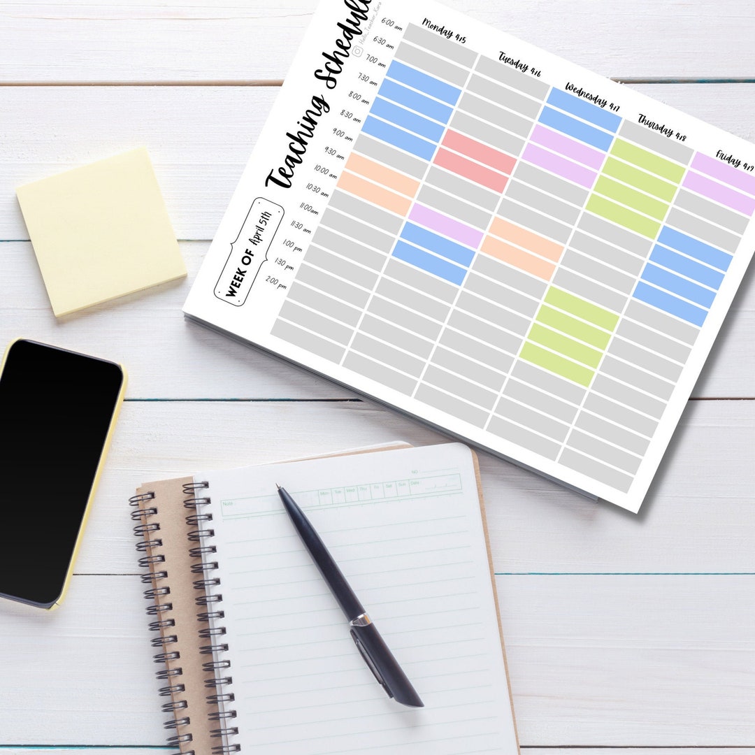 Editable Canva Template Weekly Teaching Schedule ESL Online Teachers - Etsy