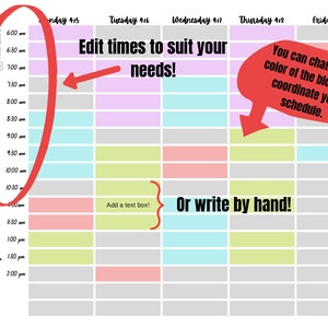Editable Canva Template Weekly Teaching Schedule ESL Online Teachers - Etsy