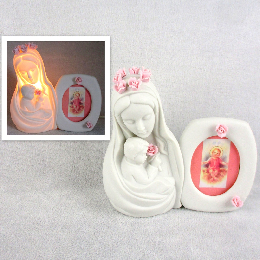 Madonna Nite Lite Picture Photo Frame Virgin Mary Baby Jesus Religious ...