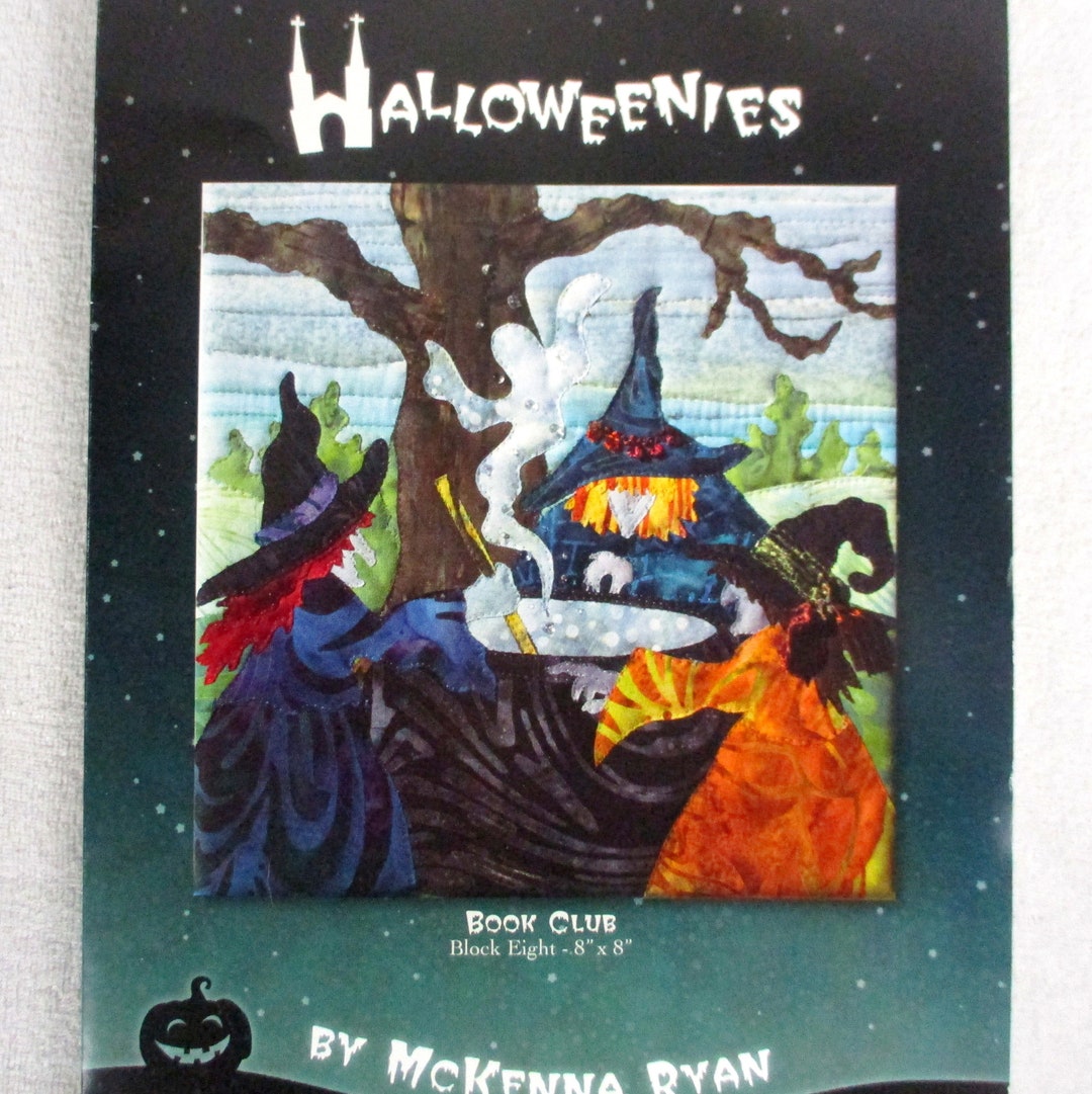 Mckenna Ryan Halloweenies Book Club Quilt Block Eight 8 Quilting Pattern Halloween Quilted ...