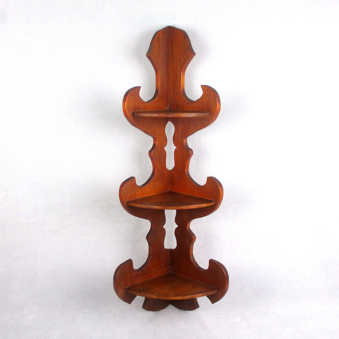 Small Wood Corner Wall Shelf Knick Knacks Miniature Small Collection ...