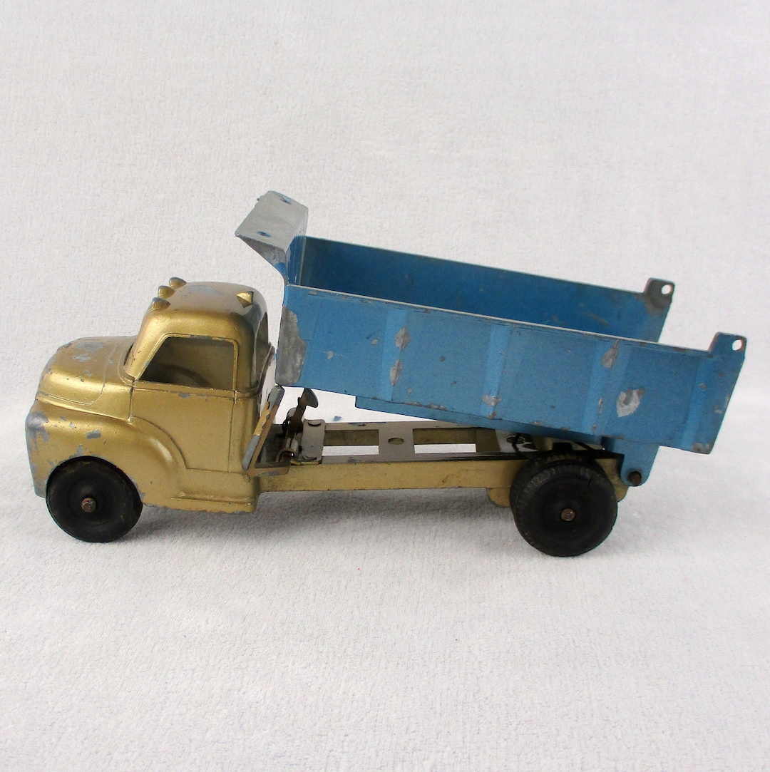 Structo Metal Dump Truck Vintage 1940s Pressed Steel Toy Blue and Gold ...