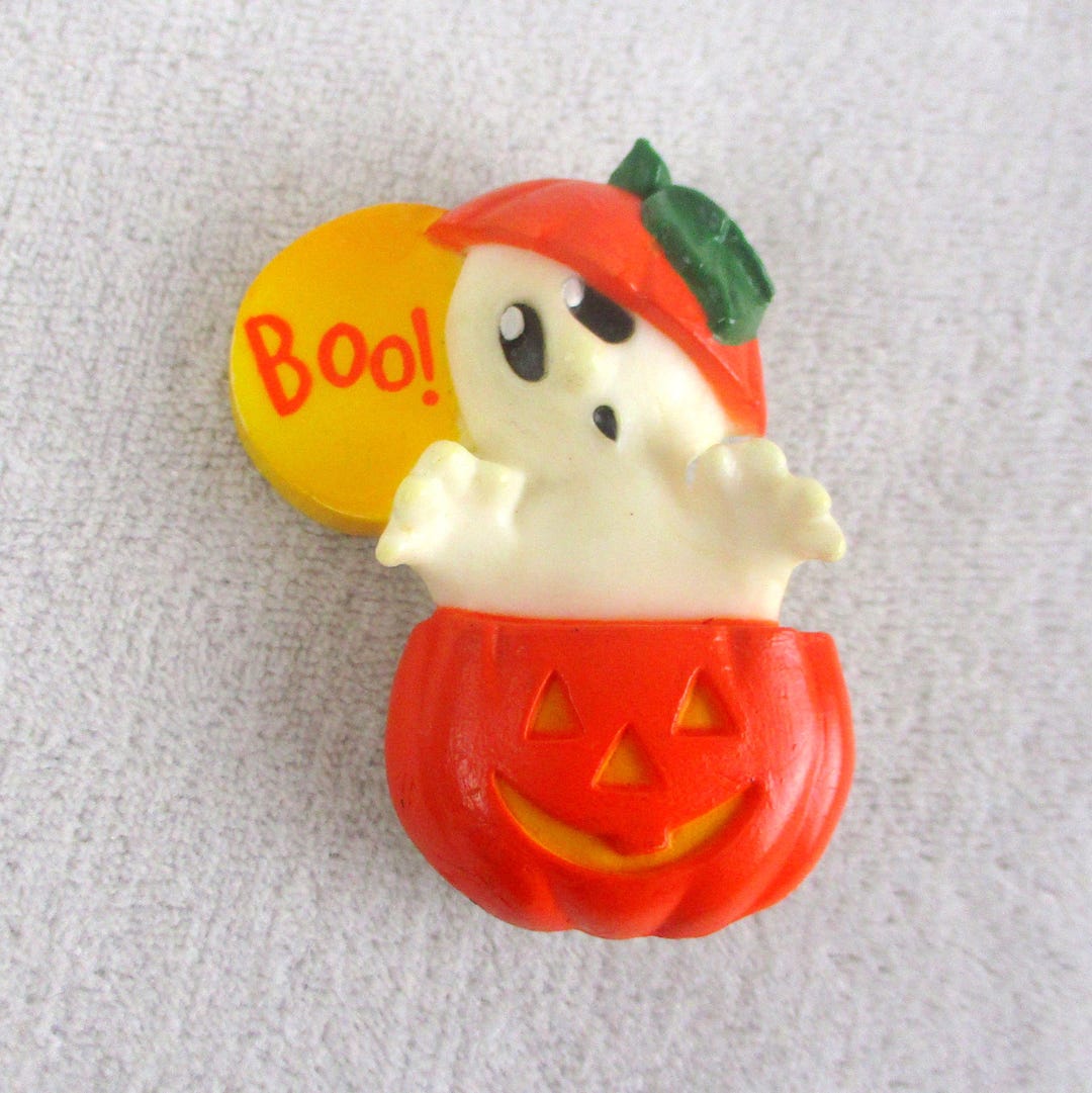 Hallmark Halloween Ghost Pumpkin Jack O Lantern Brooch Pin Vintage ...