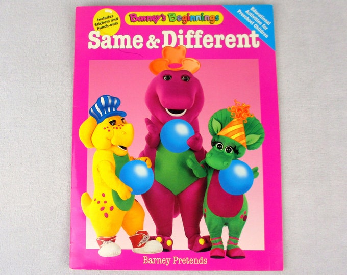 Barney Sticker Book Educational Activity Same and Different Purple ...