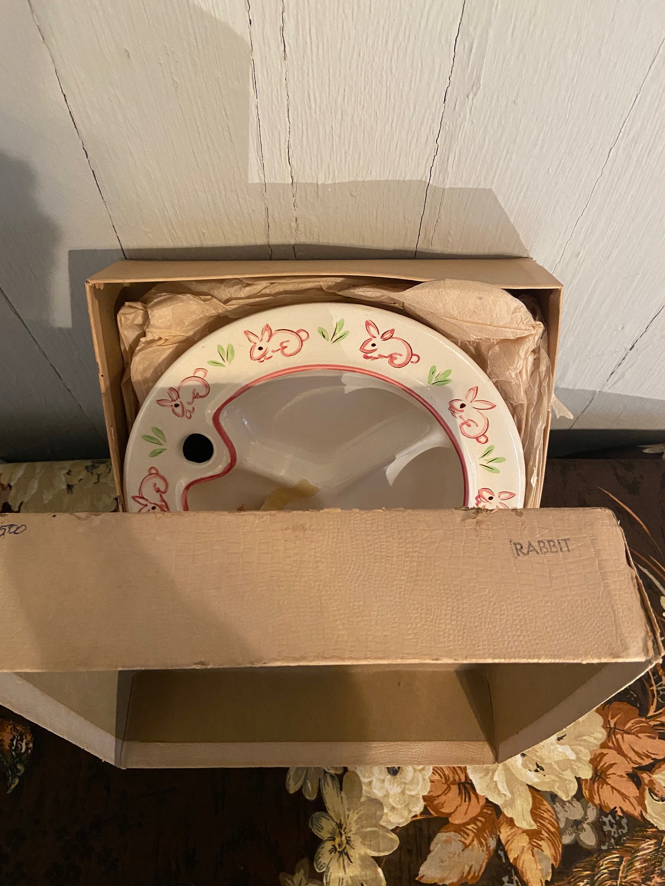 Rare Vintage Rabbit by Stangl 1961 Bunny Baby Kiddieware Warming Dish ...