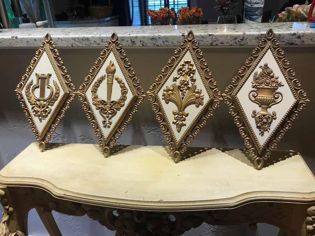 Vintage Set Homco Syroco Hollywood Regency Diamond Wall Hangings ...