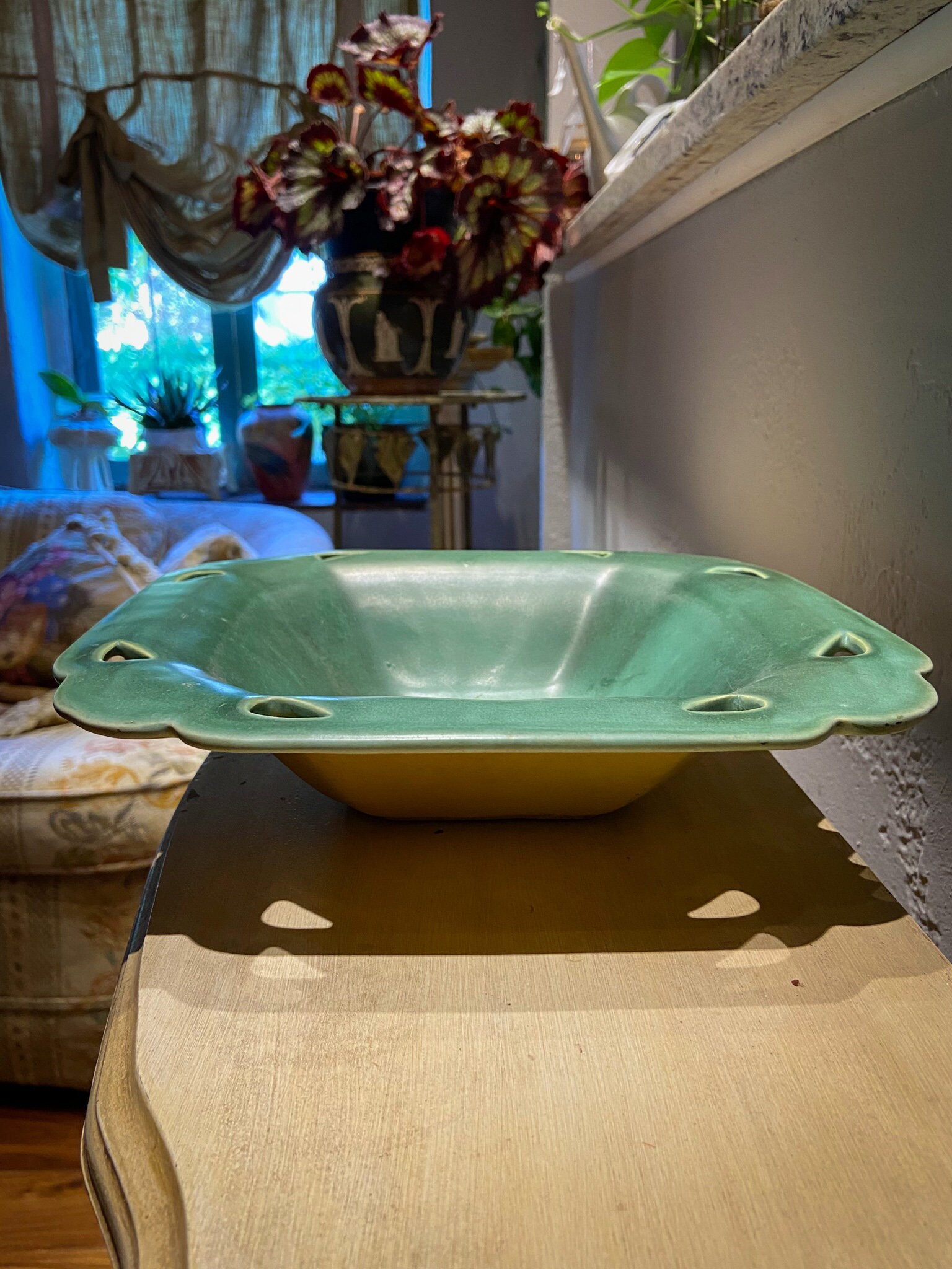 1920's Arts and Crafts Weller Art Pottery Matte Green Square ...