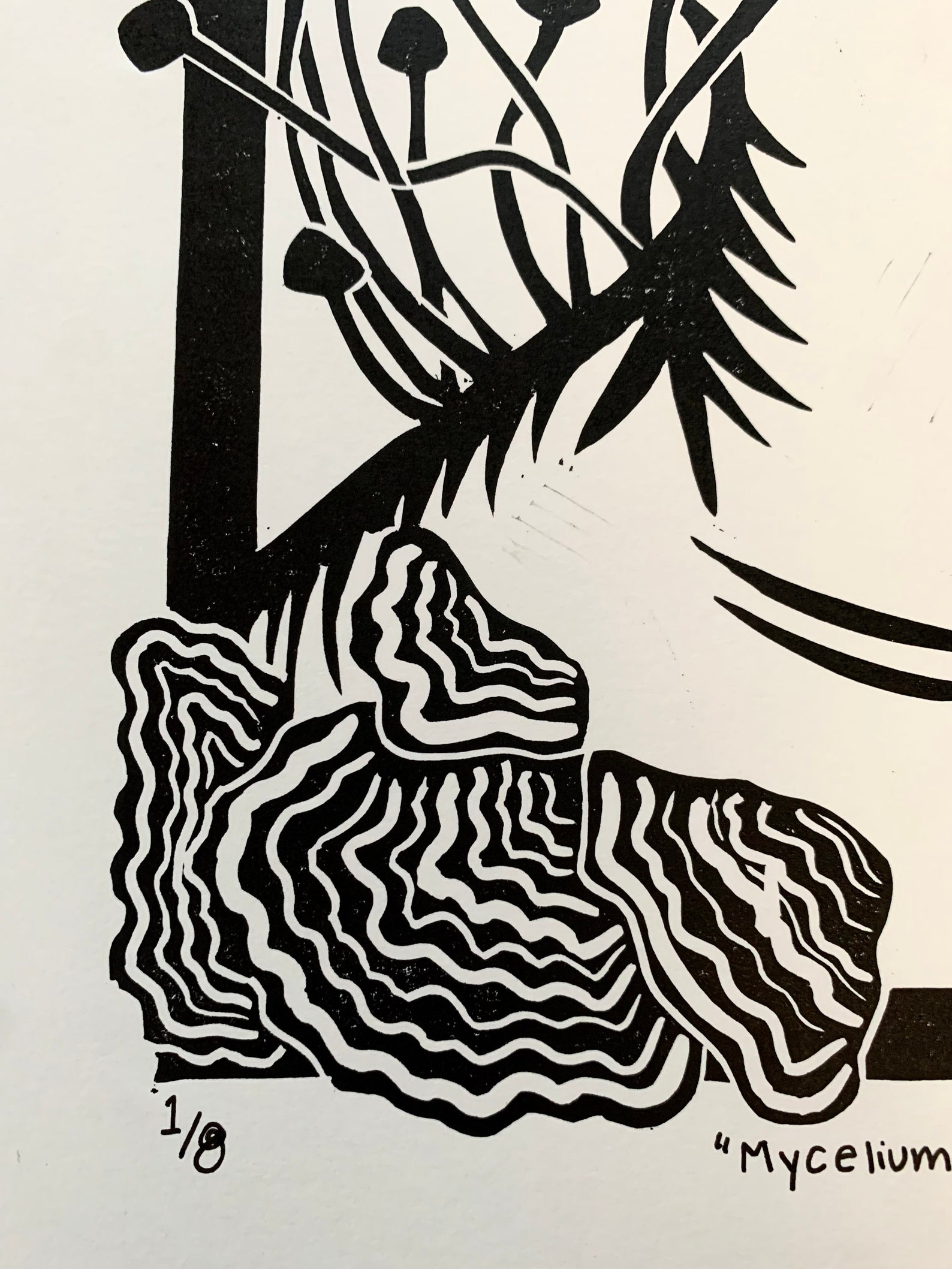 Mycelium on My Mind Linocut - Etsy