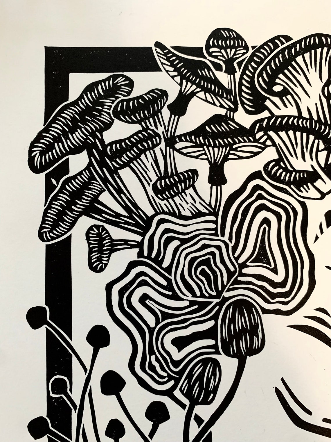 Mycelium on My Mind Linocut - Etsy