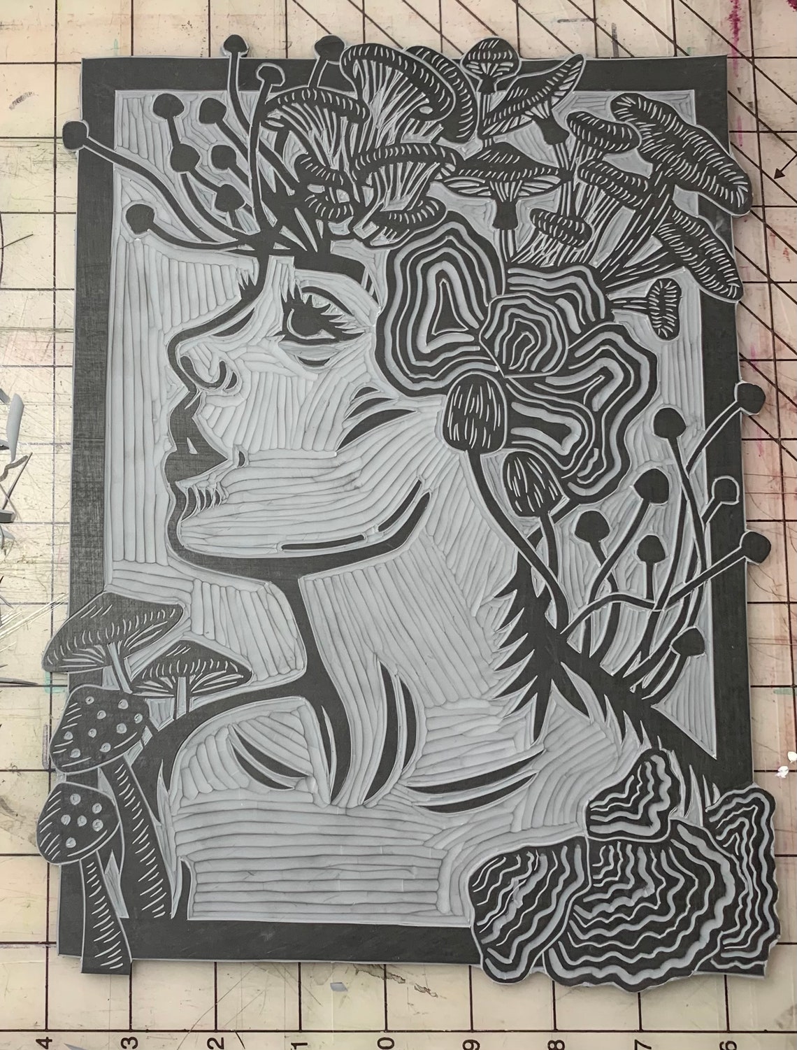 Mycelium on My Mind Linocut - Etsy