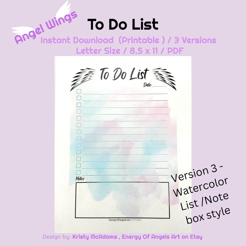 Angel Wings to Do List Printable: Simple Task Planner (PDF) - Etsy