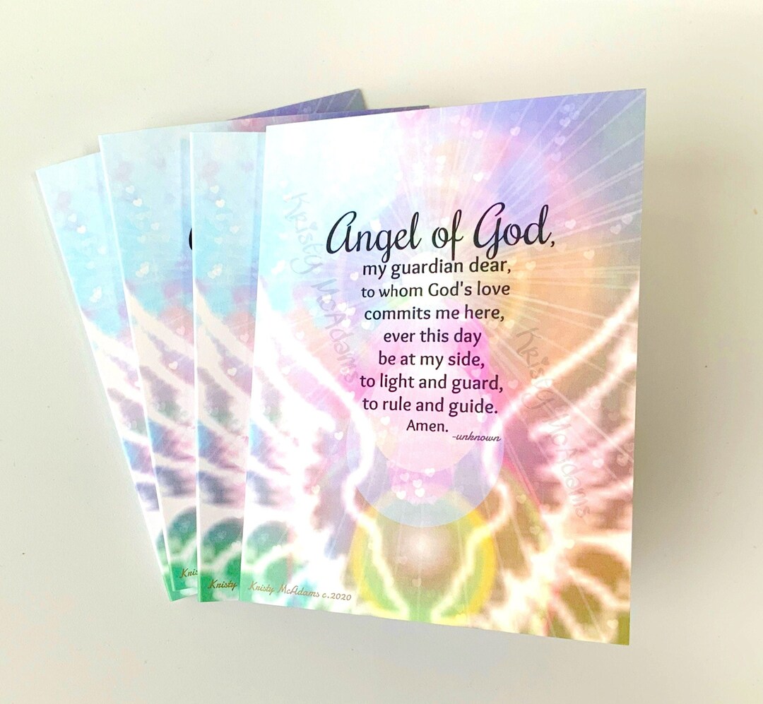 Guardian Angel Prayer Note Cards: Pastel Rainbow Wings - Set of 4 - Etsy