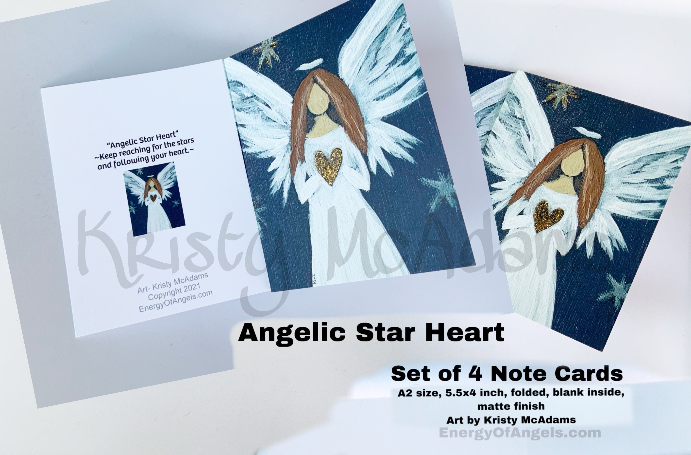 Angel Note Cards / Angelic Star Heart Card / Archangel Note Card Set ...