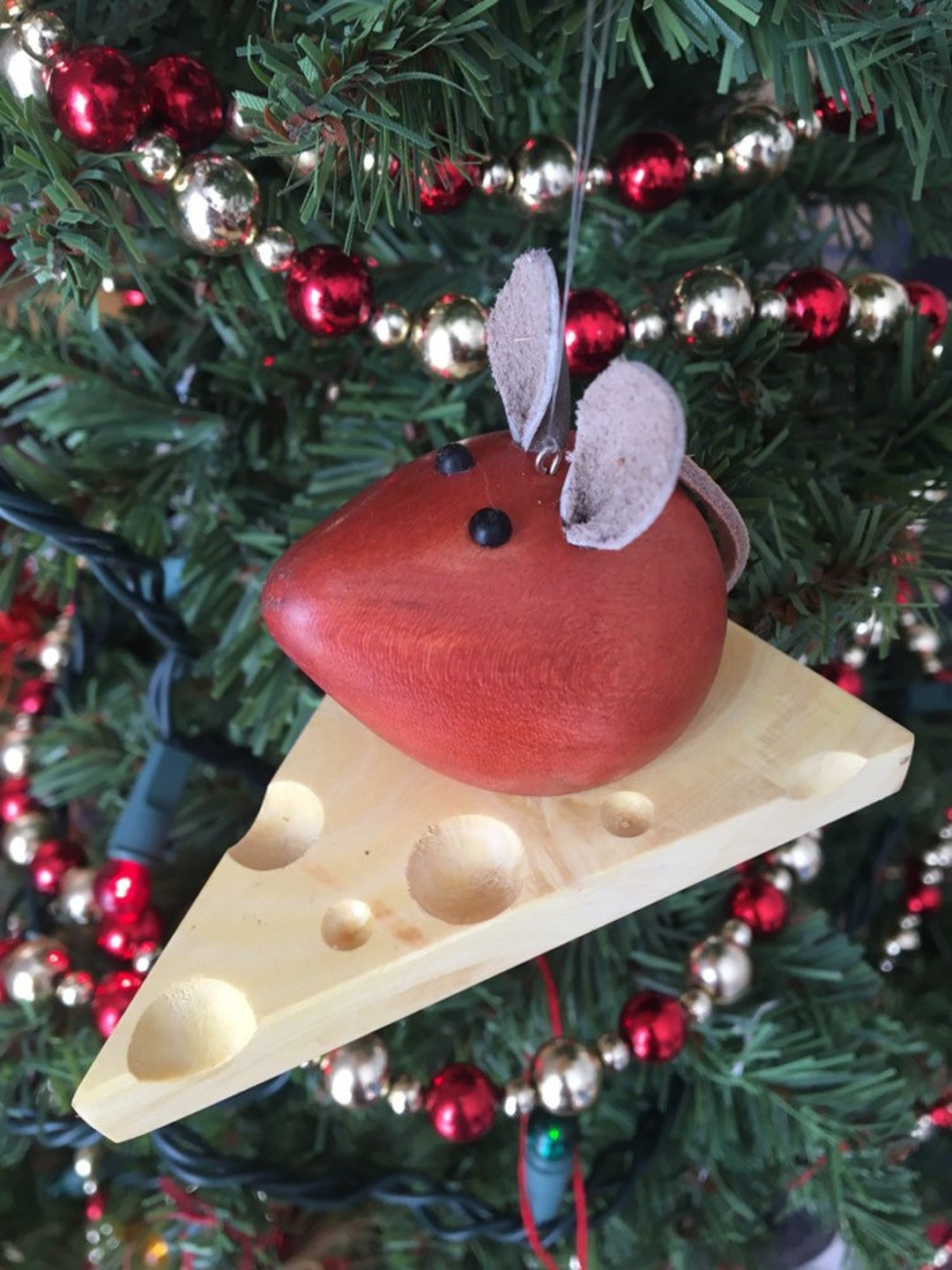 Wood Mouse and Cheese Christmas Ornament - Etsy