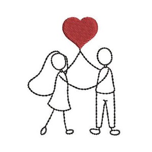 Wedding Couple Heart Machine Embroidery Design, Wedding Embroidery ...