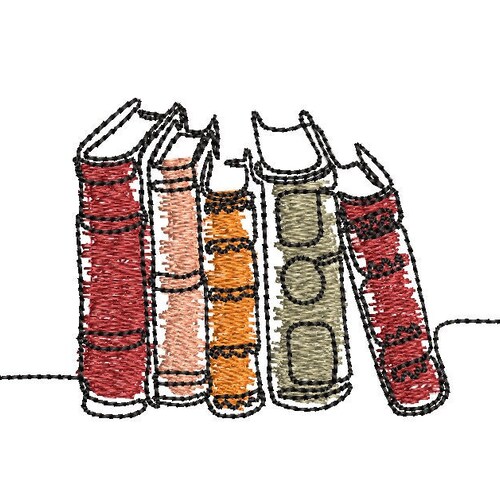 Stack of Books Machine Embroidery Design - Etsy