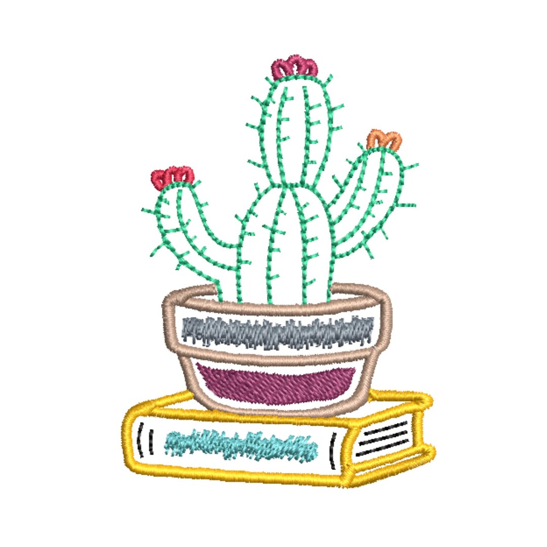 Cactus Book Embroidery Design, Book Club Gift Design - Etsy