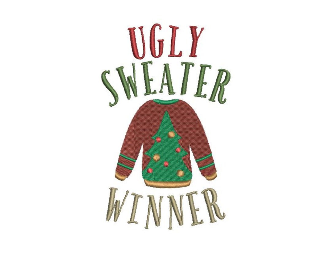 Ugly Sweater Embroidery Design, 3 Sizes, Ugly Sweater Trophy Embroidery ...
