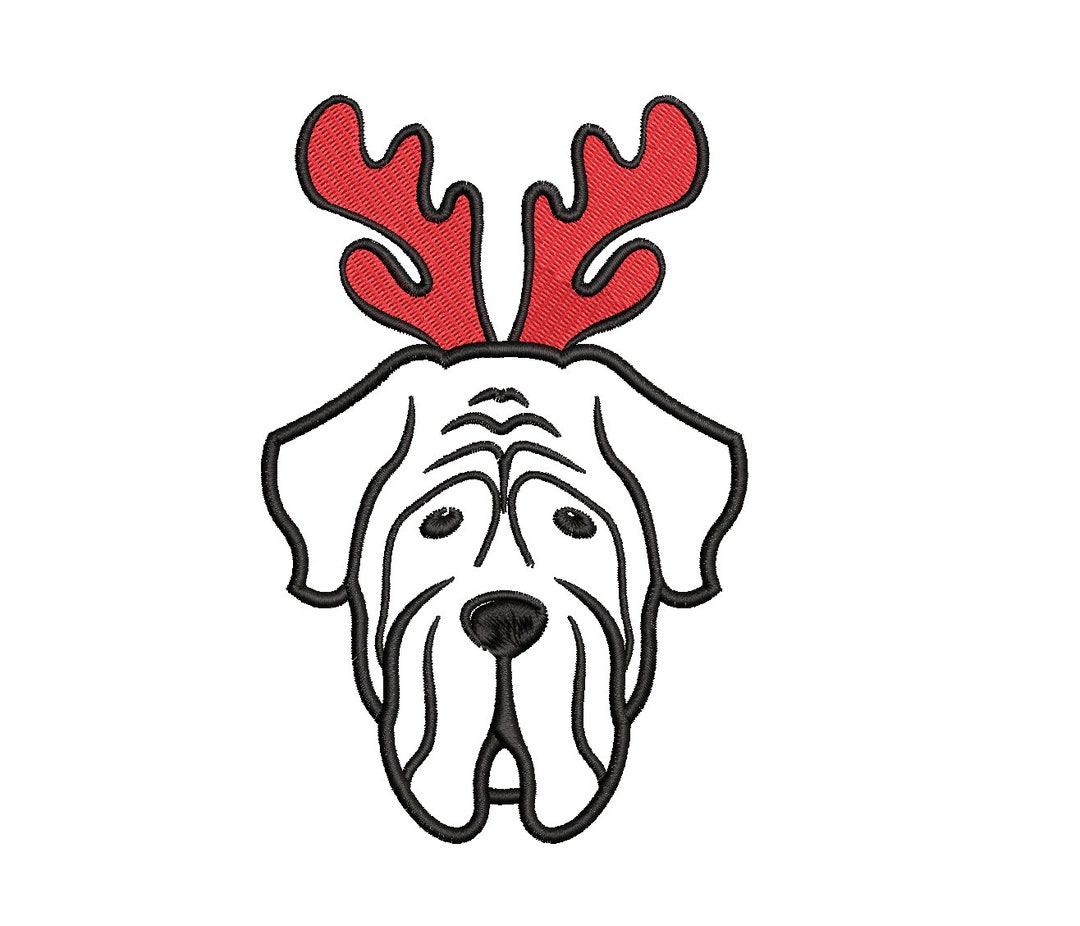 Christmas Mastiff Dog Machine Embroidery Design, 2 Sizes - Etsy