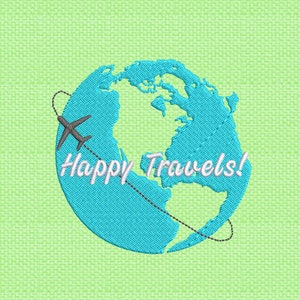Happy Travels World Globe Machine Embroidery Design - Etsy