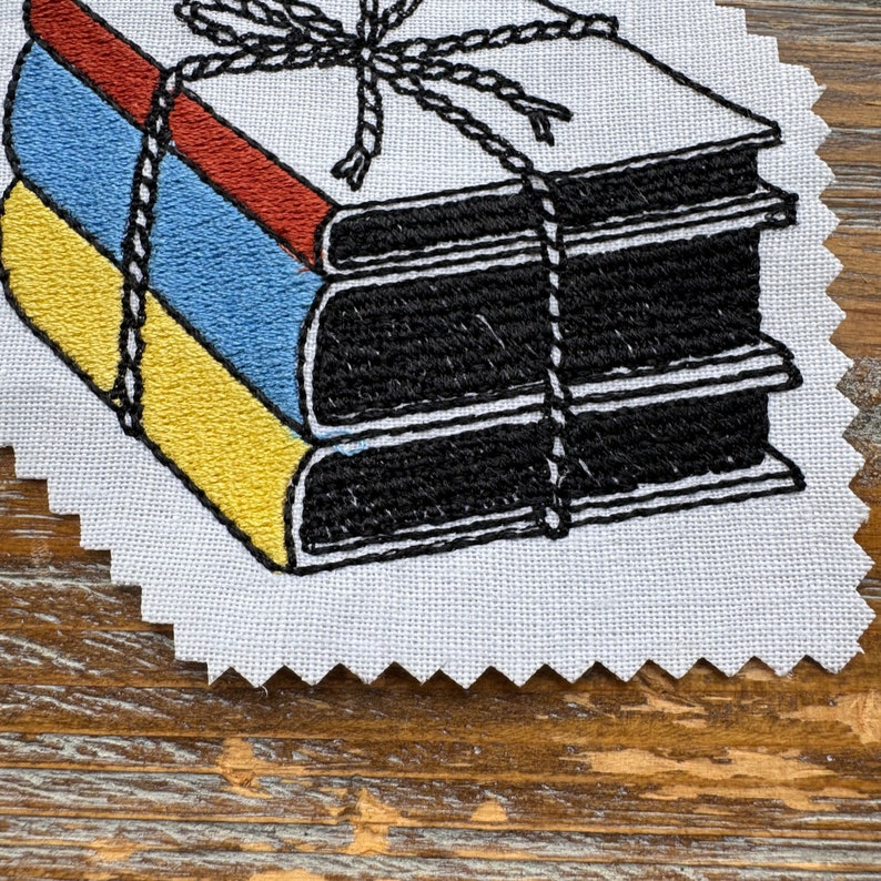 Stack of Books Machine Embroidery Design, Book Embroidery Design, Quick ...