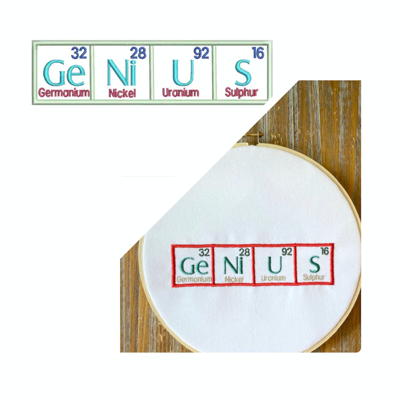 Genius Periodic Table of Elements Machine Embroidery Design | Etsy