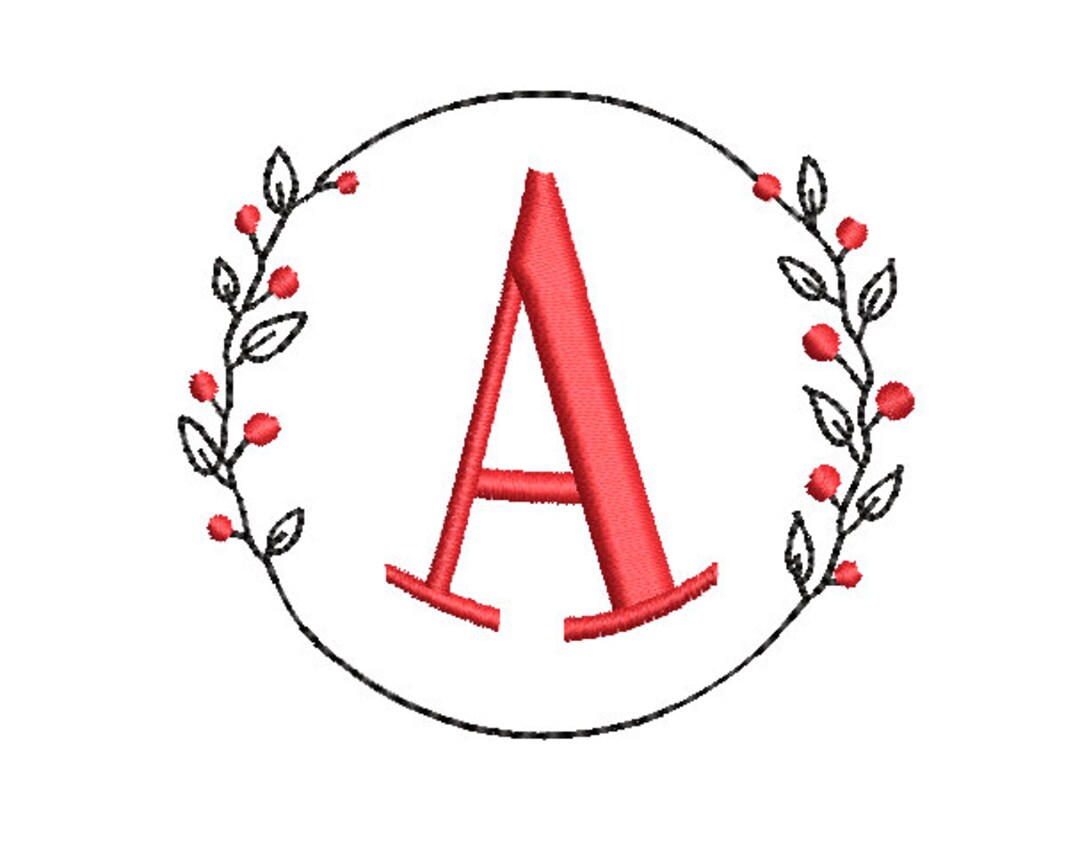 Christmas Wreath Monogram Frame Machine Embroidery Design, Christmas ...