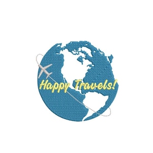 Happy Travels World Globe Machine Embroidery Design - Etsy