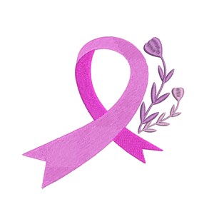 Flower Cancer Ribbon Machine Embroidery Design, Breast Cancer ...
