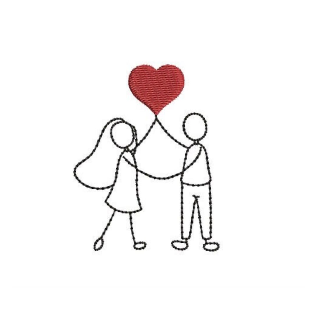 Wedding Couple Heart Machine Embroidery Design, Wedding Embroidery ...